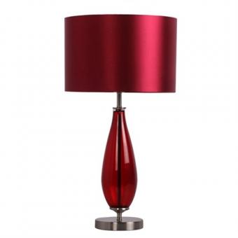 China Bedside vintage ruby glass table lamp with red fabric shade ...